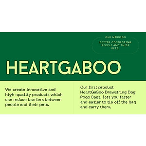 HeartGaBoo Dog Poop Bags Rolls, Drawstring Poop Bags for Easy Tying and Carrying,100% Home Compostable, Leak Proof and Extra Strong, Large Poop Bags for Dogs, Unscented, 60 Count (Side-Drawstring)