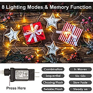 XUNXMAS 109ft 300 LED Christmas String Lights Indoor Outdoor, 8 Modes Christmas Tree Lights, Connectable Waterproof Twinkle Fairy Lights for Bedroom Party Patio Christmas Tree Decor(Warm White)