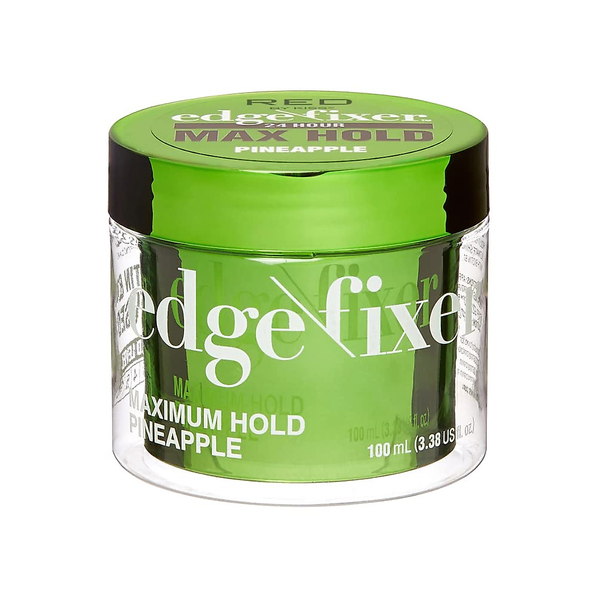 Red by Kiss Edge Fixer Hair Shine Gel, 24 Hour Max Hold, Non-Flaking, Biotin B7 Infused, Natural Styling, Professional Edge Control Wax, Perfect for Braiding (Pineapple)