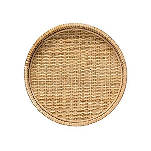Creative Co-Op 9.75" R Decorative Woven Rattan Metal Clothespin Feet Pedestal, 9.75" x 5.5", Beige