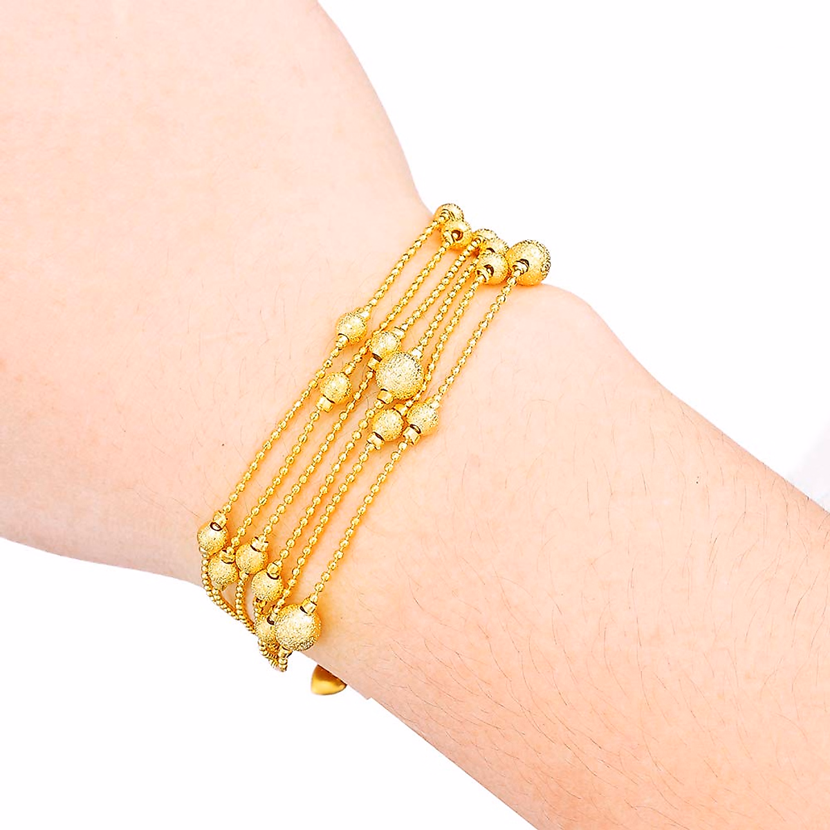 Ethlyn 18K Gold Plated Beads Bangles Bracelets Party Accessories for Women Girls Gifts (H)