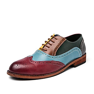 HuitJours Men Oxford Gatsby Lace up Dress Shoes Wingtip Colors Brogues Spectator Multicolor Two Tone Shoes