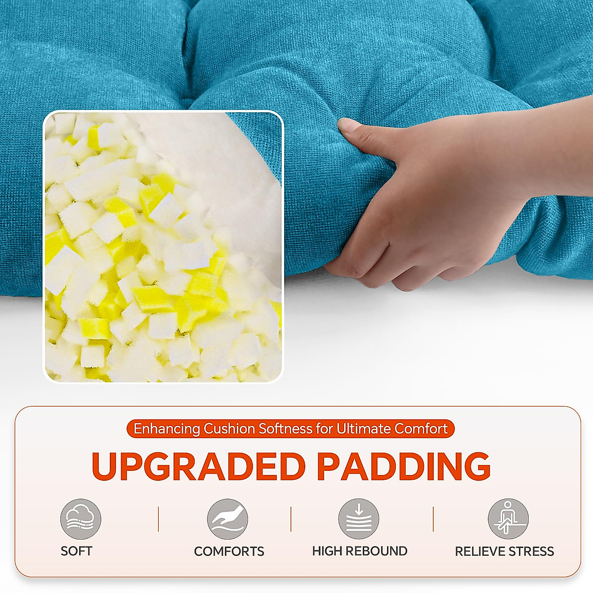 Focuprodu Bench Cushion 45 inch, Bench Cushions for Indoor Furniture, Durable Stain Resistant Outdoor/Indoor Bench Seat Cushion(45x18x4 inch, Peacock Blue)