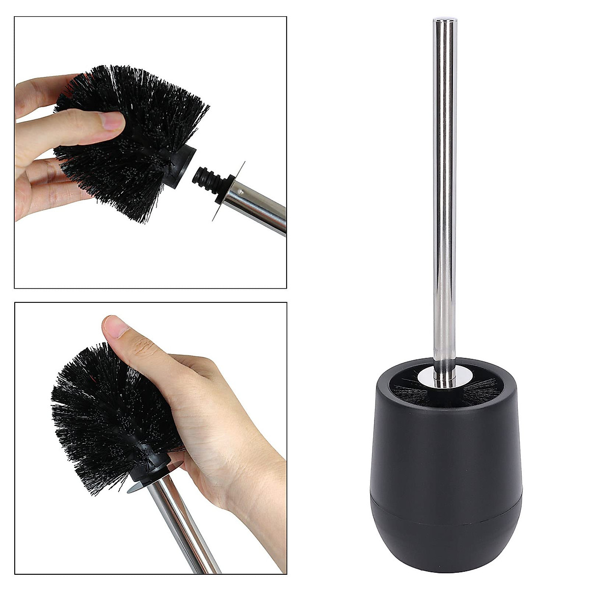 PerGar 2Pcs Toilet Brush, Robust Lockable Threads Toilet Bowl Brush and Holder, Efficient Safe Toilet Cleaner Brush for Deep Cleaning, Toilet Scrubber with Silicone Bristles, Durable Home Accessory