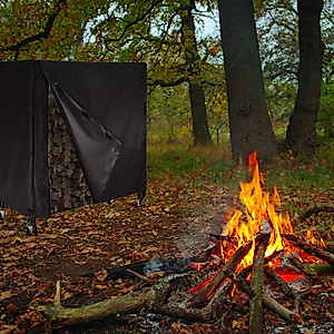 TUYUU 4ft Firewood Rack,Firewood Rack Outdoor/Indoor,Heavy Duty Fireplace Log Holder,Wood Rack for Firewood,600D Oxford Firewood Rack Cover for Patio Logs Pit Storage Steel Tubular Wood Pile Rack.