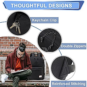 Kasqo Lightweight School Backpack, Large Capacity Water-Resistant Casual College Bookbag for Men Women Teen Girls Boys, Black