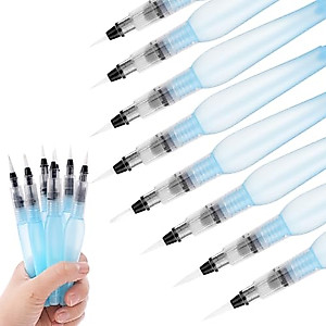 Prasacco 8 Pieces Watercolour Brush Pens, Refillable Water Brush Pens Water Brush Pens for Watercolor Painting with Assorted Tips Ink and Water Brush Pens for Paints, Artists, Painting, Calligraphy