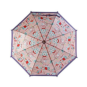 OAKI Double Layer Waterproof Kids Umbrellas with Windproof, UV Protection and C-Shaped Kid’s Easy Hold Handle (Perched Owls)