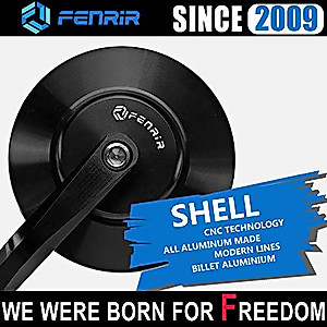 FENRIR CNC Aluminum Alloy Round Cafe Racer Retro Black Motorcycle Bar End Mirrors Side 22MM 7/8" Inch Handlebar Mirror Universal Rear View For M8/M6 Sport Naked Street Bike Cruiser Minimoto Scooter
