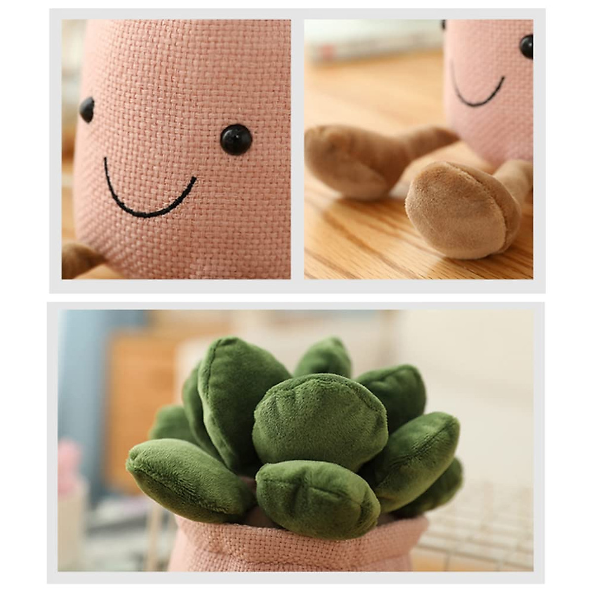 NatureMan Stuffed Plants Succulent Plush, Soft Fluffy Toy Succulent Plants Friend Throw Pillow,Succulents Plushies Pillow Toy Room (Khaki)