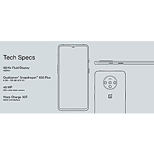 OnePlus 7T (HD1907) 128GB 4G/LTE Android Smartphone (Glacier Blue, Single-Sim/T-Mobile) (Renewed)
