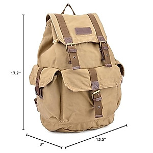 Gootium 21101KA Specially High Density Thick Canvas Backpack Rucksack,Khaki