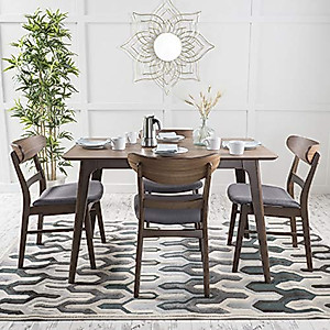 Christopher Knight Home Idalia 50" Rectangular Dining Set, 5-Pcs Set, Natural Walnut / Dark Grey