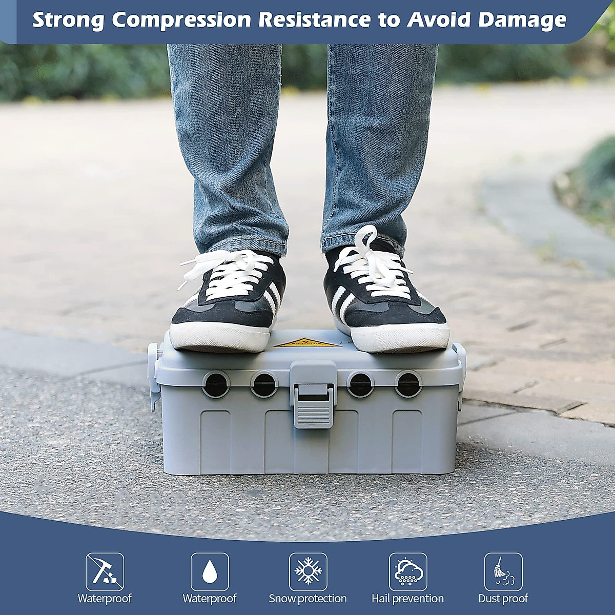 Outdoor Electrical Box,IP54 Waterproof Extension Cord Cover Weatherproof, Outdoor Outlet Covers Protect Outlet, Plug,Power Strip, Socket,Surge Holiday Light Extended Line,Grey