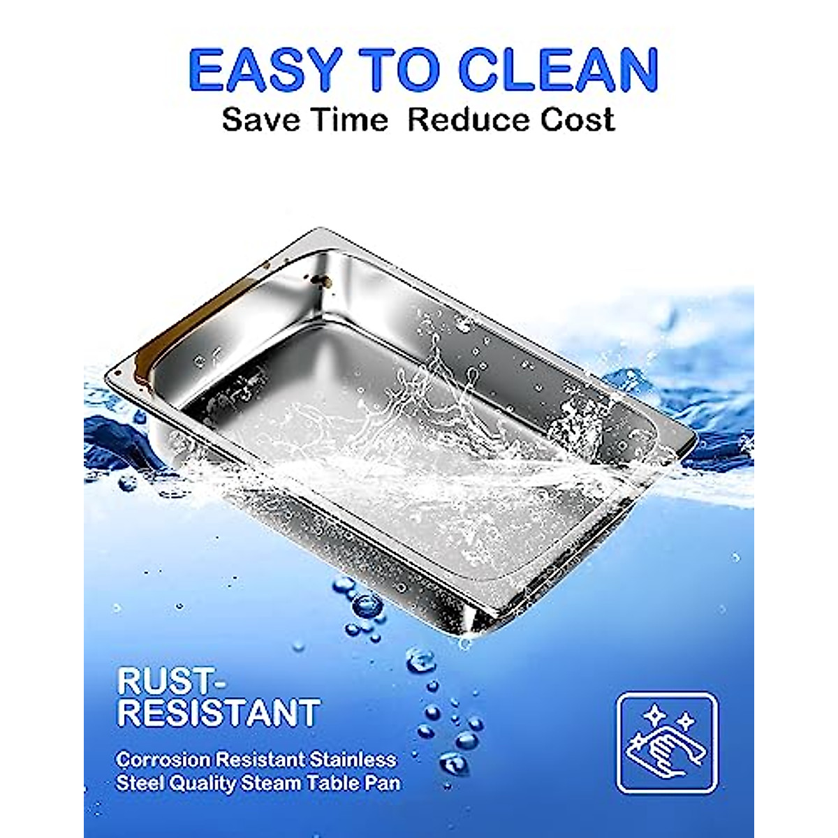 WantJoin 1/2 Half Size Steam Table Pans, 6-Pack 2.5 Inch Deep Restaurant Steam Table Pans Commercial, Hotel Pan Made of 201 Gauge Stainless Steel