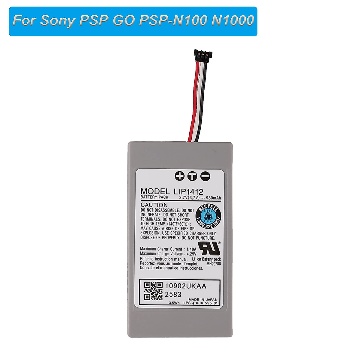 E-YIIVIIL New Replacement Battery LIP1412 Compatible with Sony PSP GO PSP-N100 N1000 N1001