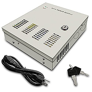 WEILAILIFE CCTV Power Supply Box, 9 Channel 12V 5A DC Distributed Power Supply Box, AC Plug Cord & Key Lock, Output AC to DC for Security Camera System, DVRs, IP Cameras, CCTV Cameras