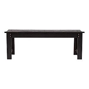 Shine Company 4204BK 4 Ft. Backless Outdoor Garden Bench | Contoured Wood Patio Bench for Indoor/Outdoor – Black