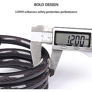 Bike Lock, Cable Lock, Coiled Secure Keys, Portable Mountain Bike Wire Lock with Mounting Bracket 1.2Mx12mm(Color:Green)