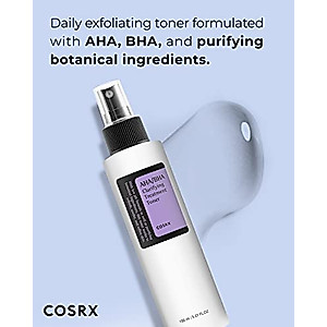 COSRX AHA/BHA Treatment Toner, Facial Exfoliating Spray for Whiteheads, Pores, and Uneven Skin, 5.07 fl.oz/ 150ml, Not Tested on Animals, No Parabens, No Sulfates, No Phthalates, Korean Skincare