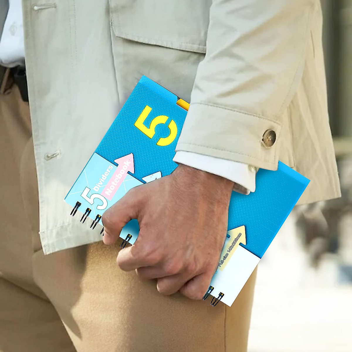 CAGIE 2 Pack Spiral Notebooks with Dividers 5 Subject Notebook with Tabs 5x7 Wide Ruled Hardcover A5 Spiral Bound Journal for Note Taking Work School Supplies, 220 Pages, Blue