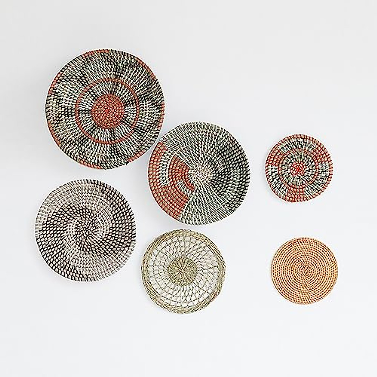 EFLAL Woven Wall Basket Decoration, Woven Basket Rattan Wall Decoration, Bohemian Style Wall Basket for Wall Decoration, Round Natural Handmade sea Grass Woven Basket