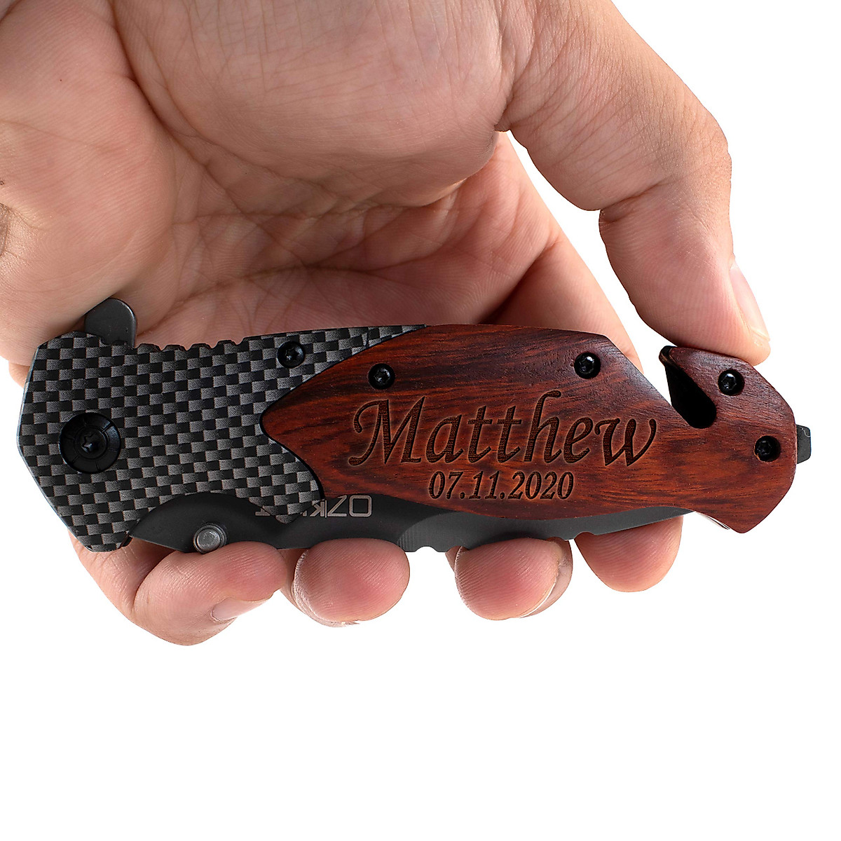 Gifts For Men, Personalized Pocket Knife w Name or Text, 20 Elegant Font, Custom Pocket Knife