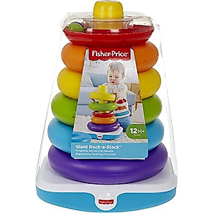 Fisher-Price Giant Rock-a-Stack Baby Toy, 14+ Inches Tall, Multi-Color Ring Stacking Toy for Infants and Toddlers