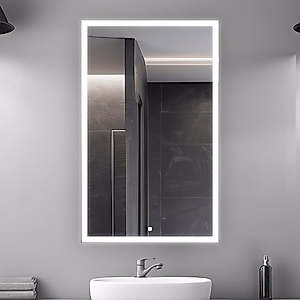 AQUADOM Edge Royale, LED Medicine Cabinet with Defogger, Electrical Outlets, Dimmer, Adjustable LED 3X Magnifying Mirror and Surface Or Recessed Mount. (20W x 32H x 5D Right Hinge)