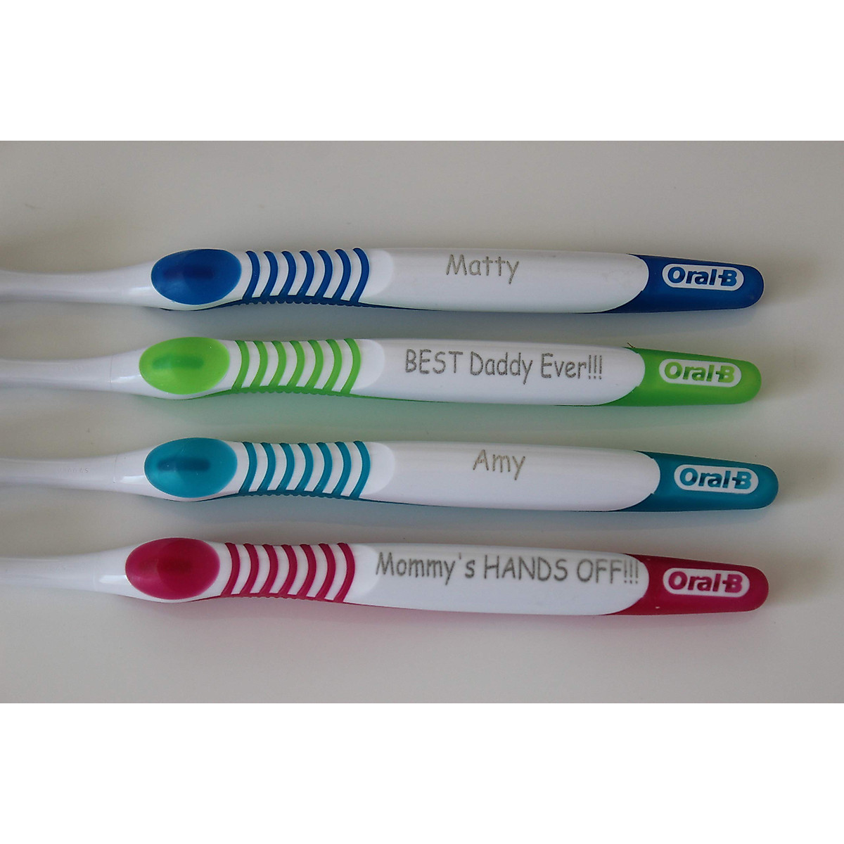 Personalized Gift Personalized TOOTHBRUSHES 4 Pack Manual Toothbrush Adults Any Name/Message Engraved