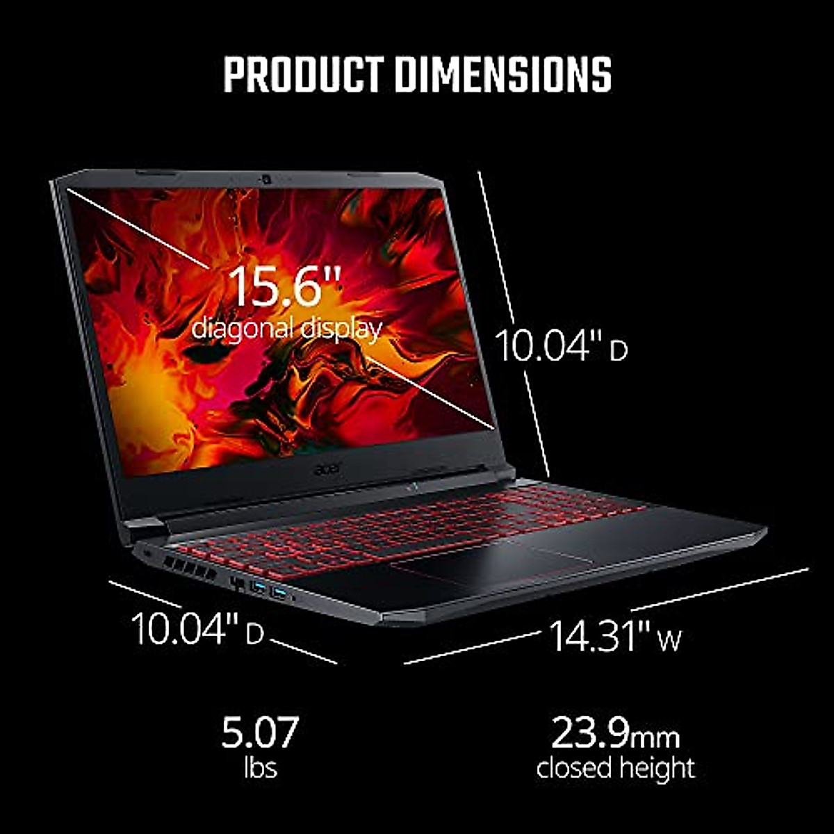 Acer Nitro 5 AN515-55-53E5 Gaming Laptop | Intel Core i5-10300H | NVIDIA GeForce RTX 3050 GPU | 15.6" FHD 144Hz IPS Display | 8GB DDR4 | 256GB NVMe SSD | Intel Wi-Fi 6 | Backlit Keyboard