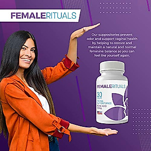 Female Rituals Boric Acid Suppositories 600 mg - Vaginal Pills for PH Balance Odors Yeast Infection Treatment - USA Made Feminine Hygiene Products - Vaginal Suppository Yoni Pops Pearls (30 Count)