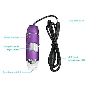 USB Digital Microscope 24Bit DSP Handheld Skin Hair Scalp Detector 50-500× Magnification Beauty Microscope for Measurement, Photo and Video Capture