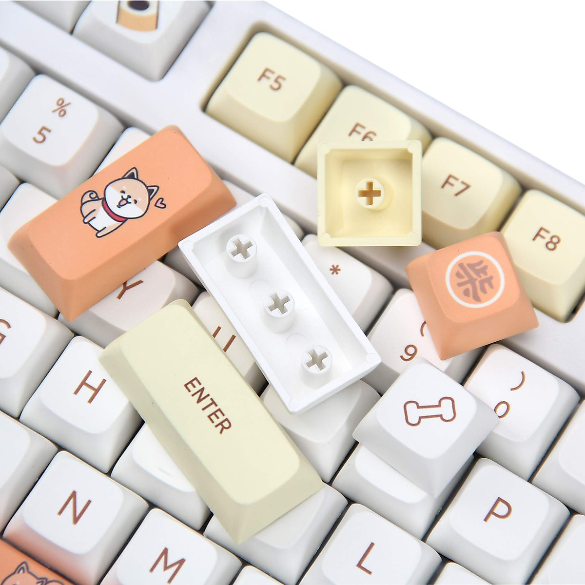 139 Keys Set XDA Profile Custom Keycaps PBT Dye Sublimation ANSI Layout Keycaps Set for Gateron Kailh Cherry MX Switches Mechanical Gaming Keyboards (Shiba Inu with English Characters)