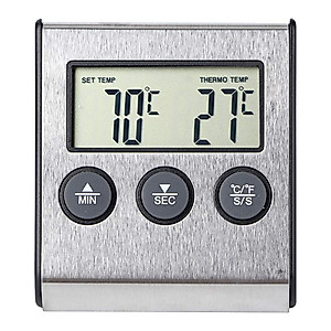Digital Cooking Thermometer, Kitchen LCD Thermometer, BBQ Thermometer Cooking Meat Grilling Thermometer with Timer Function for Food Store/Grill/Family, Magnet on The Back