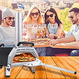 Honsdom Pizza Turning Peel, Round Pizza Turner, 8-Inch Hard Anodized Aluminum Perforated Pizza Peel, Long Handle Pizza Spinner, Pizza Oven Accessories