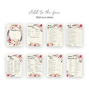 BOHO Prediction and Advice Cards - Pack of 25 - BOHEMIAN Pink GIRL Baby Shower Games, Floral Wishes for New Parents Mom & Dad to be Mommy & Daddy Message, Coed Shower Activity Keepsake Book G400-PDAV