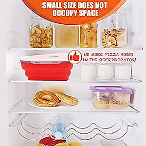 rgrfsdgx Adjustable Pizza Storage Container, Pizza Slice Container can be Microwaved and Reused, Pizza Slice Pack with 5 Heating Plates.