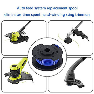 0.065" Line String Trimmer Autofeed Replacement Spool Compatible with Ryobi One+ AC14RL3A 18V,24V,40V Cordless Trimmers,12 Pack (10 Replacement Spool, 2 Trimmer Cap) by LIYYOO