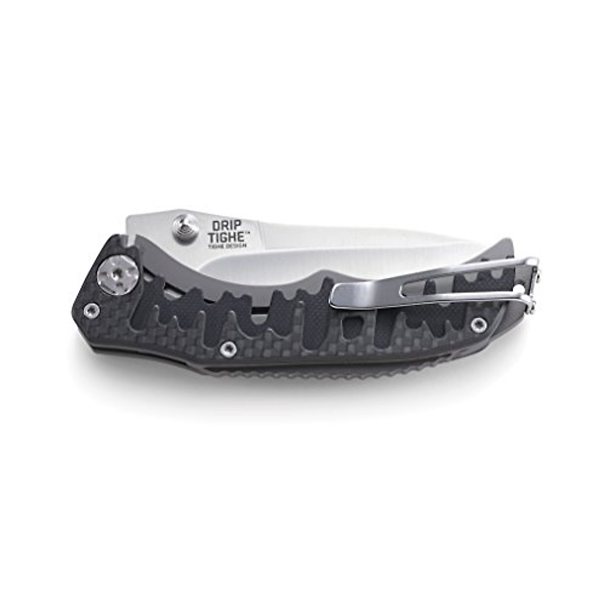 CRKT Drip Tighe EDC Folding Pocket Knife: Assisted Opening Everyday Carry, Satin Blade, Thumb Stud, Liner Lock, G10 Handle with Carbon Fiber Overlays, Pocket Clip 1190