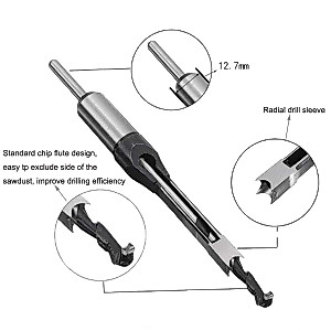 Square Hole Drill Bit Woodworking Auger Drill Bit Tool Set, Wood Mortising Chisel Countersink Bits