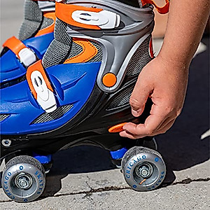 CHICAGO Skates Boys Adjustable Junior Quad Skates - Blue/Black/Orange - Small Sizes J10-J13