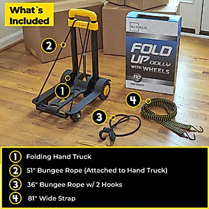 Folding Hand Truck Utility Cart with Wheels, Heavy Duty Luggage cart Holds 110LB, Push Dolly Cart- Folding Cart, Portable, Lightweight & Collapsible Perfect for Moving Supplies, Shopping and Travel