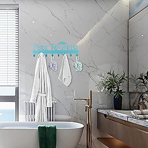 Pool Towel Rack with 8 Hooks, Towel Holder Wall Mounted for Outdoor or Bathroom, Towel Hanger for Hanging Bathrobes, Towels, Clothes - Perfect Pool Area Outside Sign and Decor (Blue)