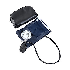 MABIS Caliber Series One Handed Manual Blood Pressure Cuff, Blood Pressure Sphygmomanometer, Adult Blood Pressure Cuff, Blue