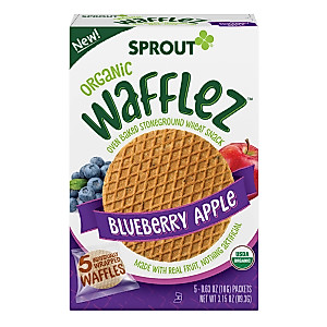 Sprout Organic Baby Food, Stage 4 Toddler Snacks, Blueberry Apple Wafflez, Single Serve Waffles 5 Count(Pack of 10)