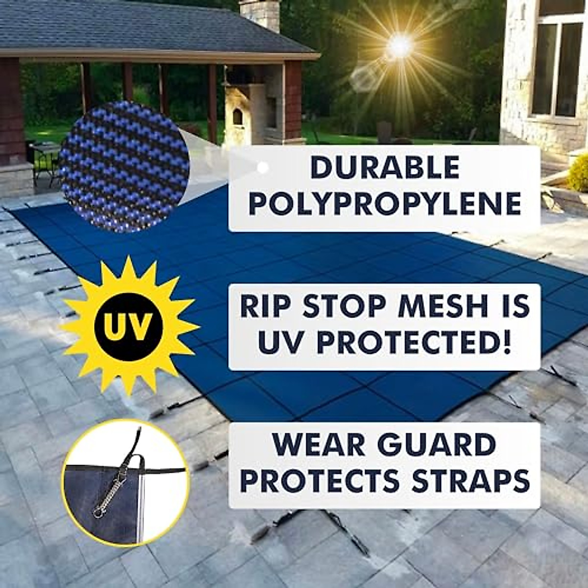 Freetime Fun Pool Safety Covers Commercial Grade 16x32ft Rectangle for Inground Pools Made in The USA - Triple Stitched Mesh Rectangular Winter Swimming Pool Cover, 4'x8' CES