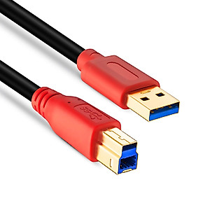 Tan QY USB 3.0 Cable A Male to B Male 20Ft, Type A to B Male Compatible with Hard Disk Drive,Printers,Scanner,USB Hub,Monitor and More (6m/20Ft)