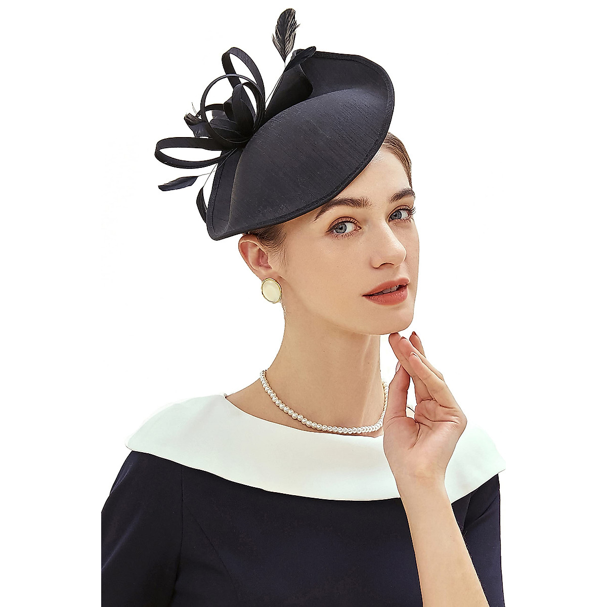 BABEYOND Derby Hats for Women - Fascinators Tea Party Hats Headband Wide Brim Fascinator Wedding Cocktail Feathers Headwear