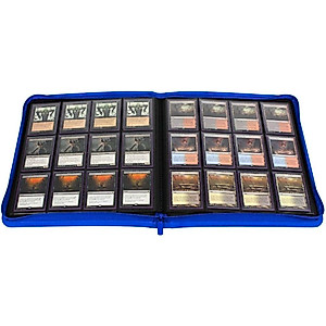 BCW Z-Folio LX Zipper Portfolio - Premium Blue Leatherette 12-Pocket Playset Album - Secure Zipper - 480 Card Capacity - Card Collector's Dream - Card Organizer - Trading Card Storage